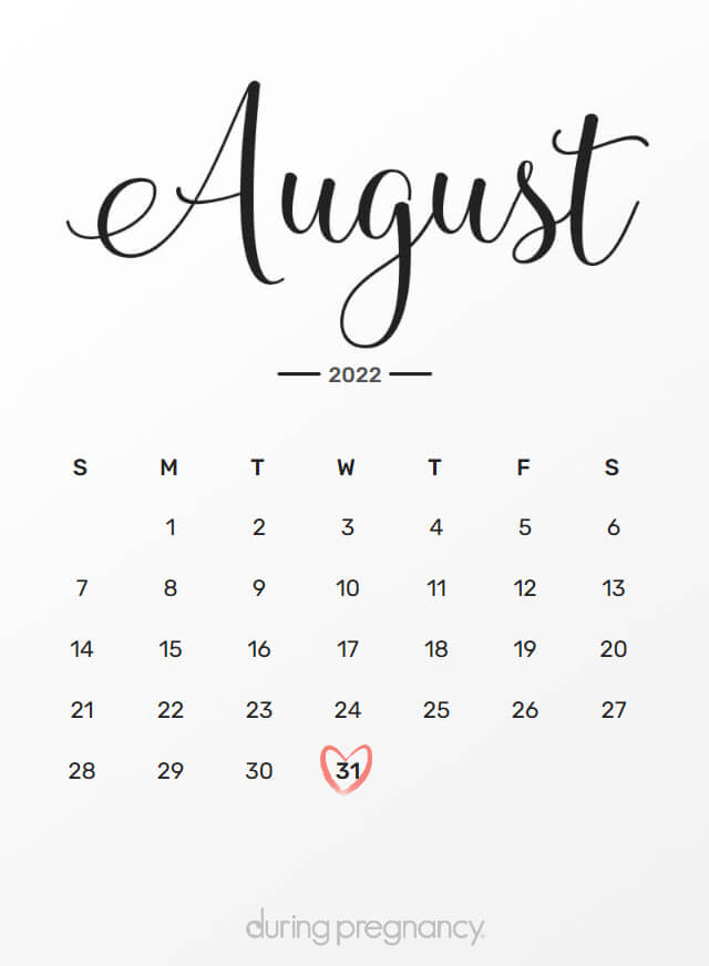 Your Due Date August 31 2022 During Pregnancy